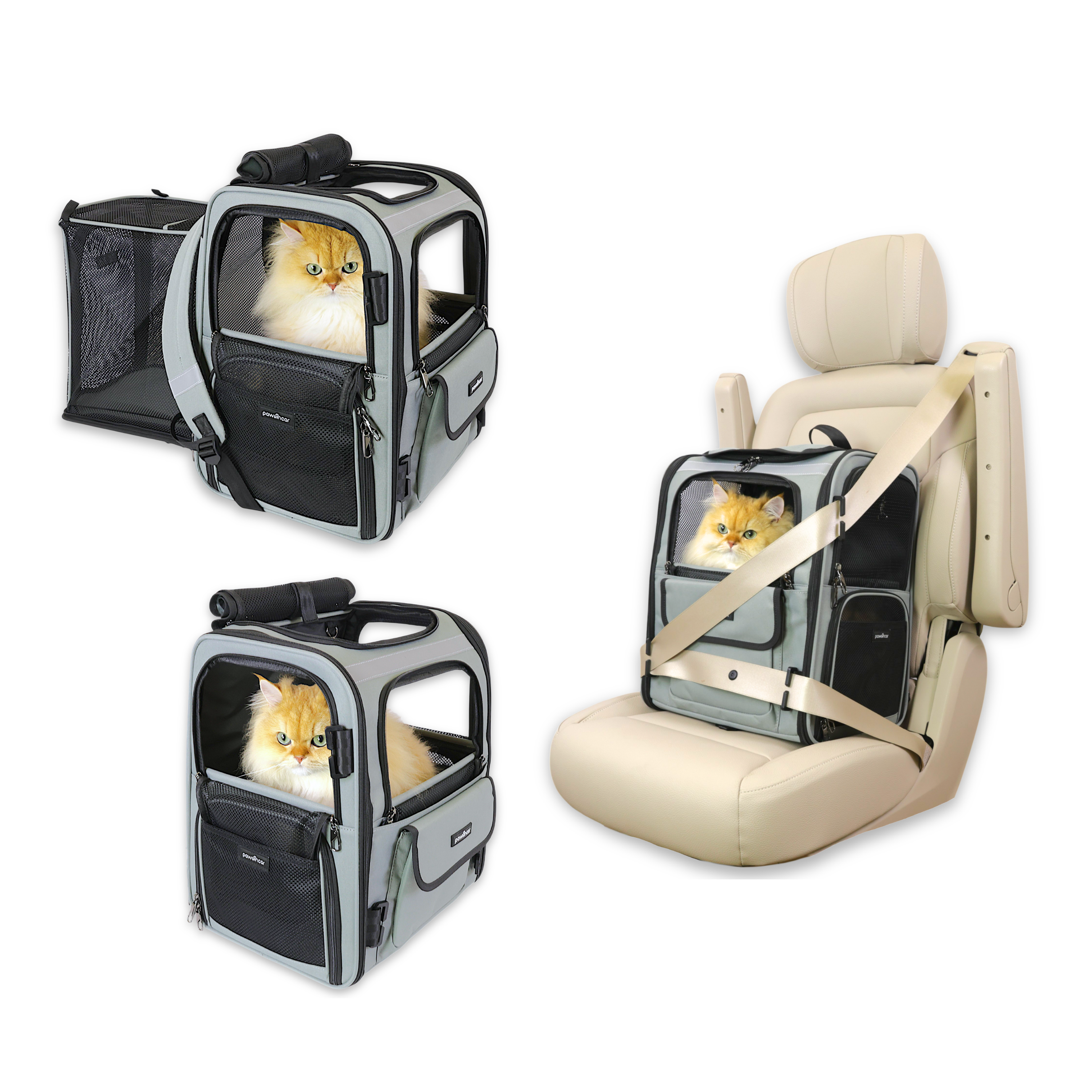 Pawsincar Vegan Leather Pet Carrier, Crash-tested in USA, Dogs & Cats ...