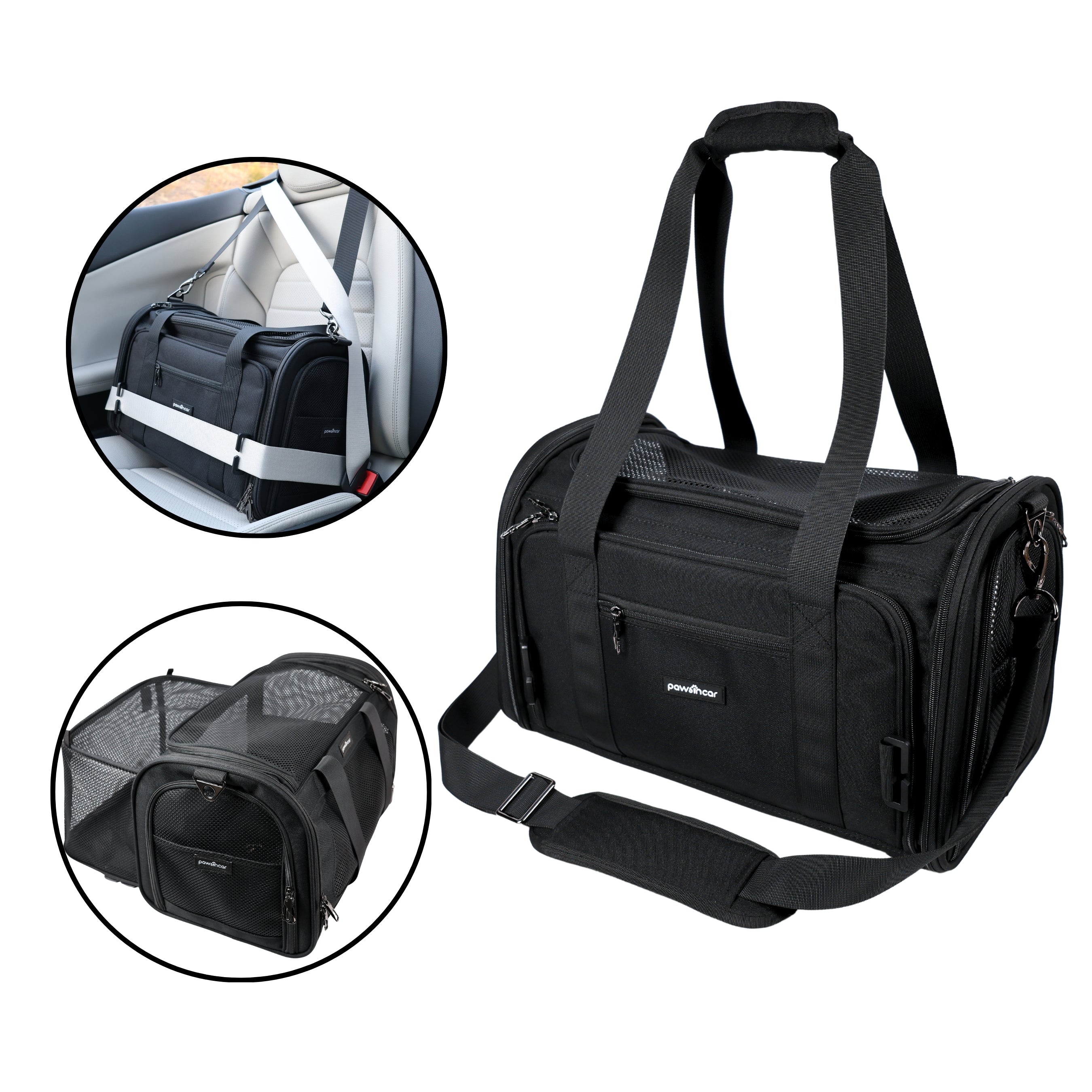 Pawsincar Vegan Leather Pet Carrier, Crash-tested in USA, Dogs & Cats ...